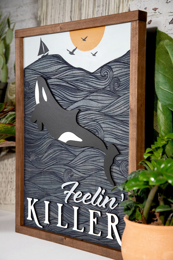 Feeling Killer Whale Engraved Waves Wood Sign 14x20 – The Tipsy Anvil Co.