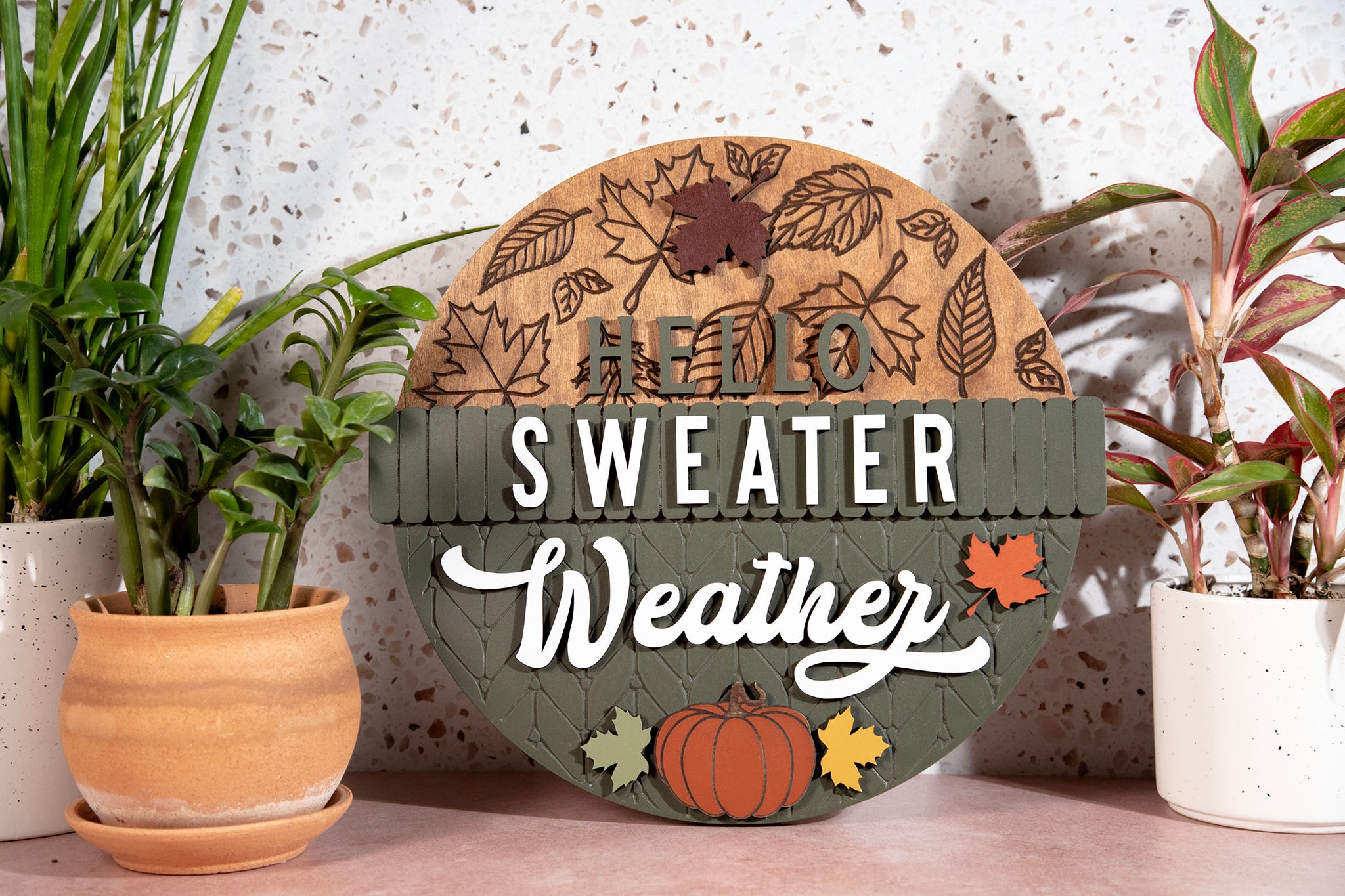 Hello Sweater Weather Round Sign – The Tipsy Anvil Co.