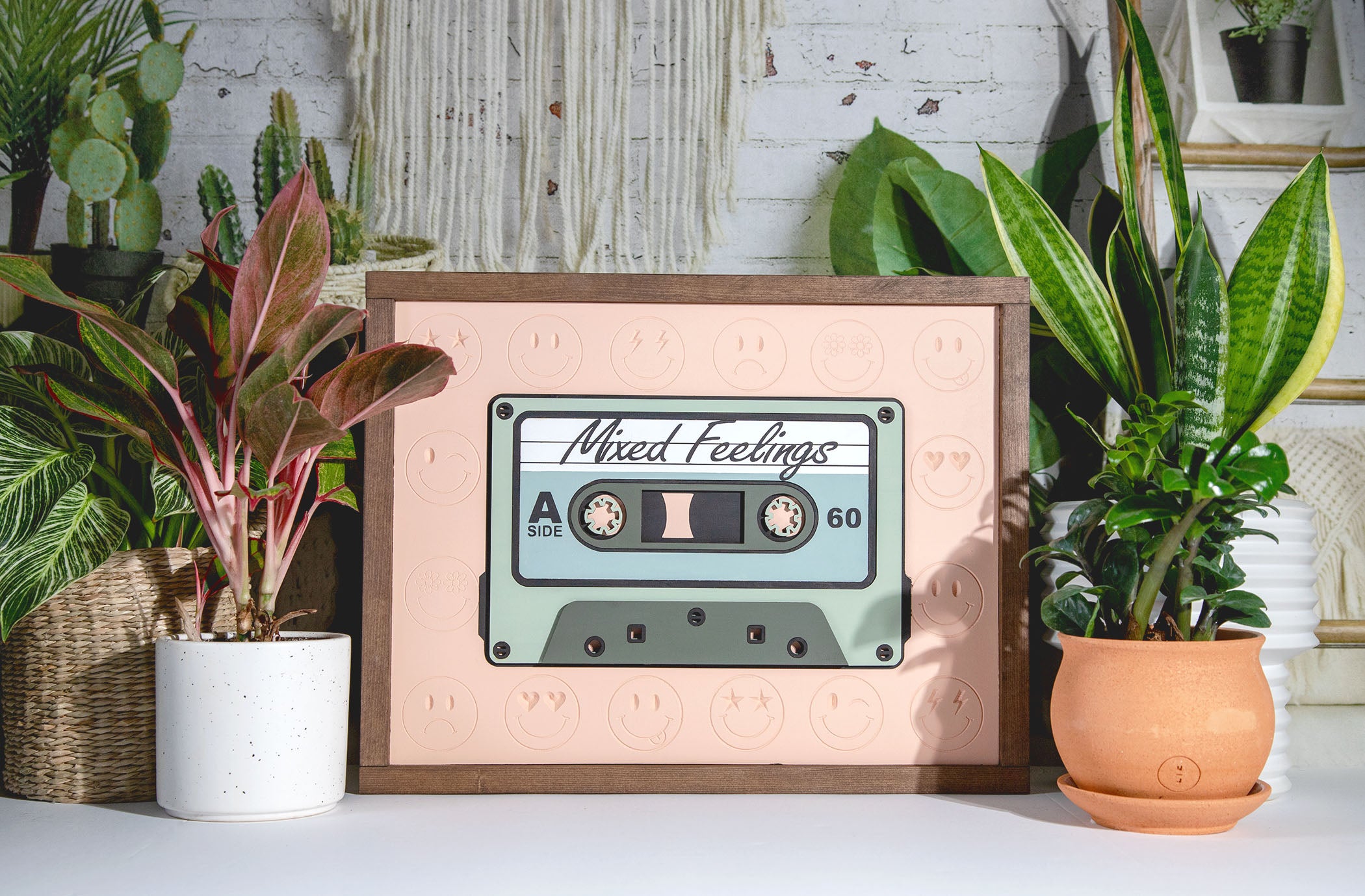 Mixed Feelings Smiley Cassette Tape Wood Sign – The Tipsy Anvil Co.