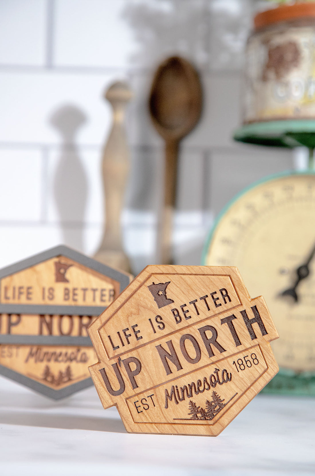 Life is Better Up North Wood Coaster Set – The Tipsy Anvil Co.