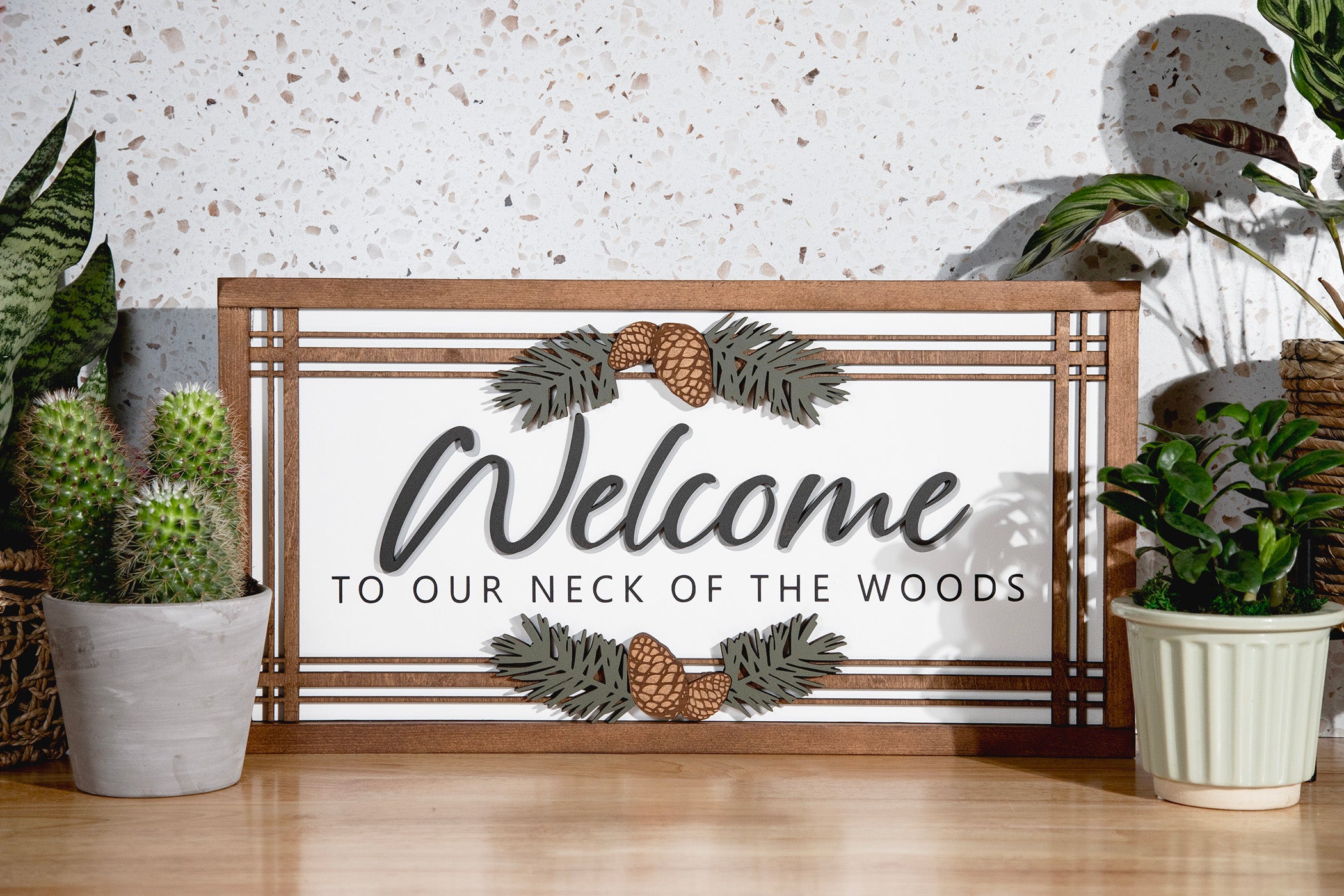 Welcome to Our Neck Of Woods Sign 24x12 – The Tipsy Anvil Co.