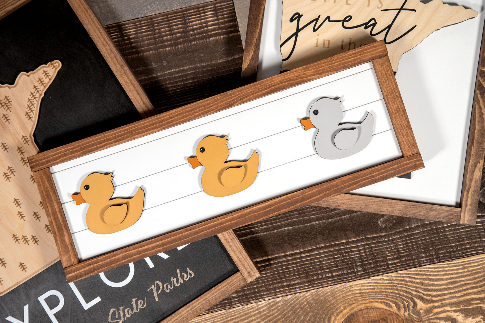 Duck Duck Grey Duck Wood Sign 18x6 – The Tipsy Anvil Co.