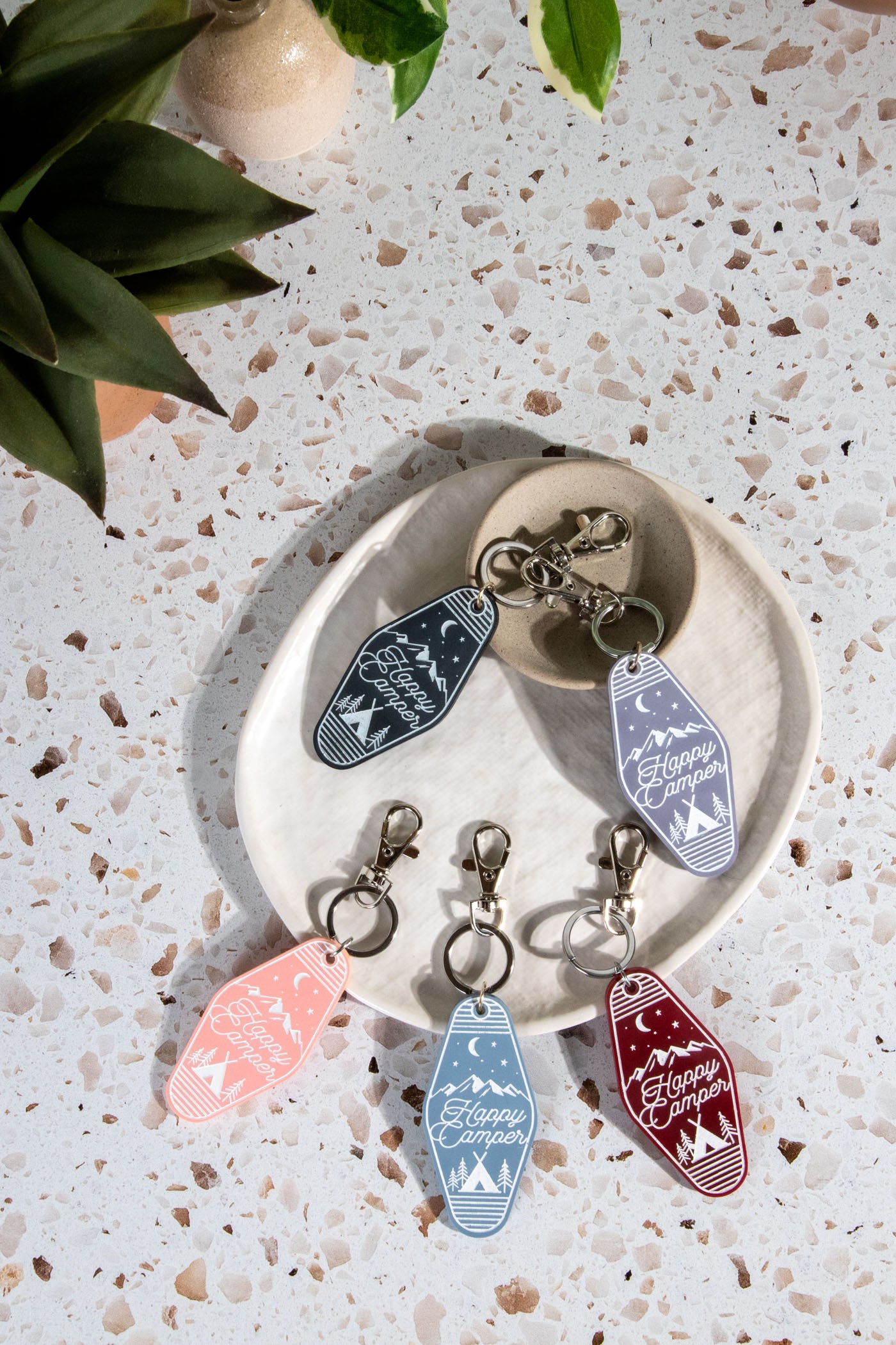 Happy Camper Acrylic Retro Keychain – The Tipsy Anvil Co.