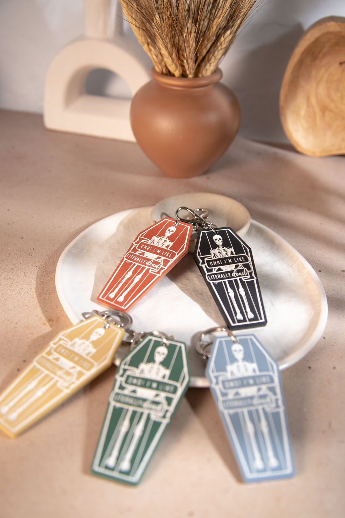 OMG Literally Dead Skeleton Coffin Acrylic Retro Keychain – The Tipsy ...